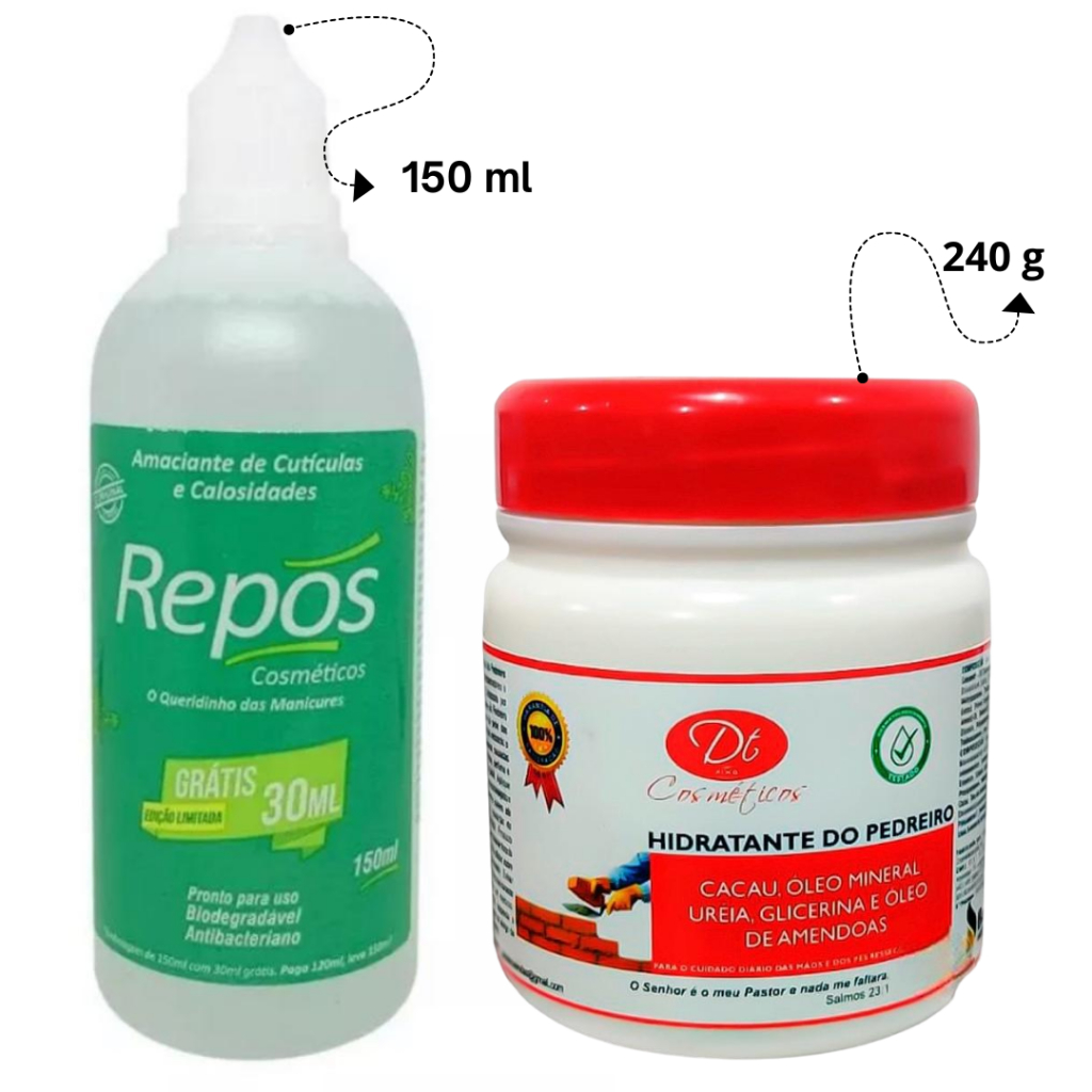 Repos Kit Amaciante de Retira Cutículas e Calosidade Repos 120 ml ...