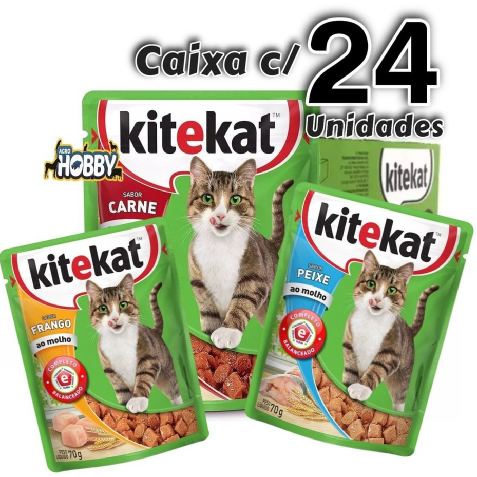 Sachê para Gatos KiteKat Alimento Úmido 70gr - Cx c/ 24 unidades ...
