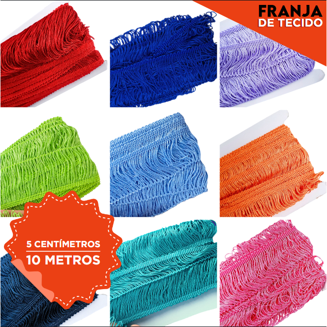 Franja De Tecido 5 Cm - Diversas Cores Rolo Com 10 Metros - Nybc ...