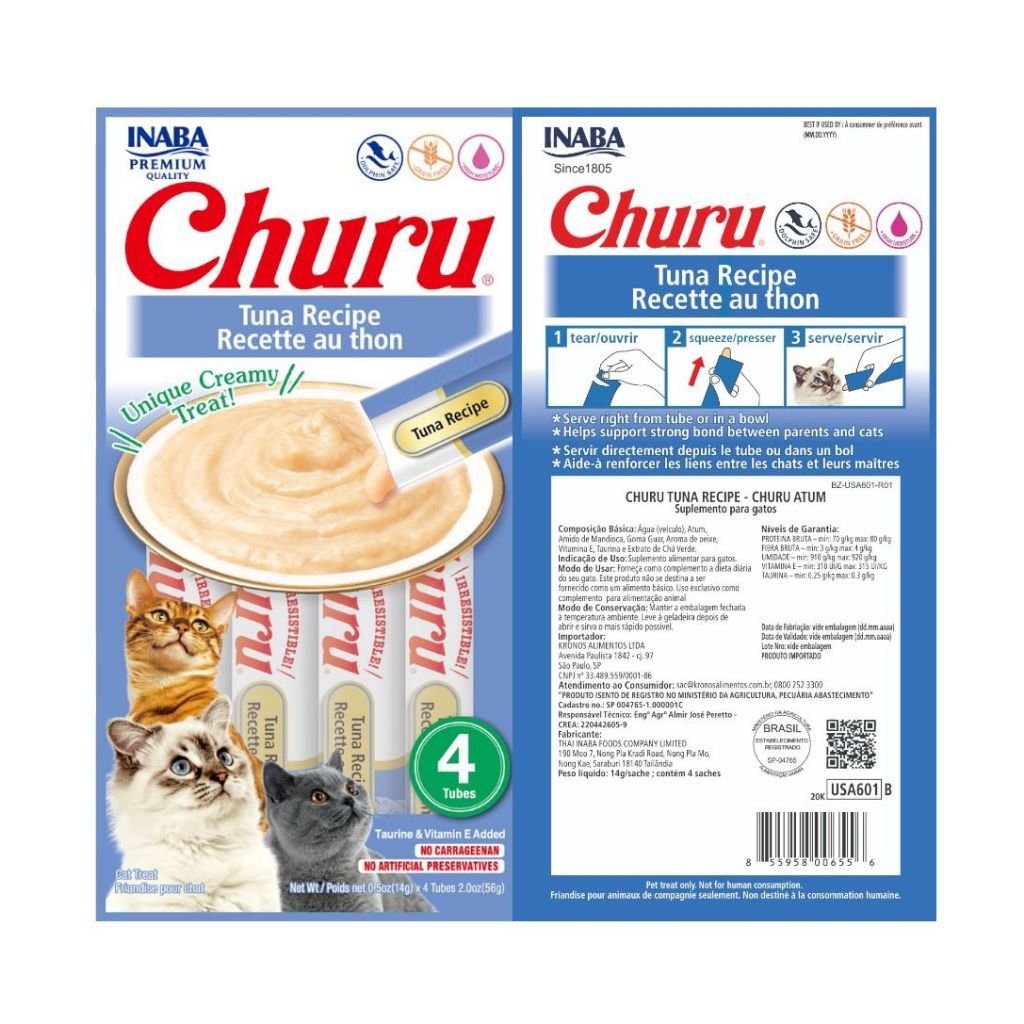 Churu Petisco Para Gatos Sabor Atum 56g - 4 Tubets | Shopee Brasil