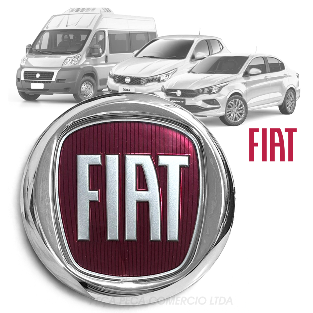 Emblema Vermelho Cromado Grade Dianteira Fiat Argo Cronos Ducato 12cm ...