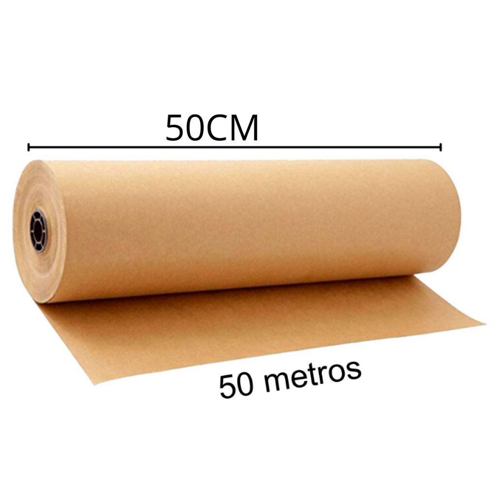 Papel Pardo Rolo Bobina Semi Kraft 50cm x 50 metros Caixa Embalagem ...