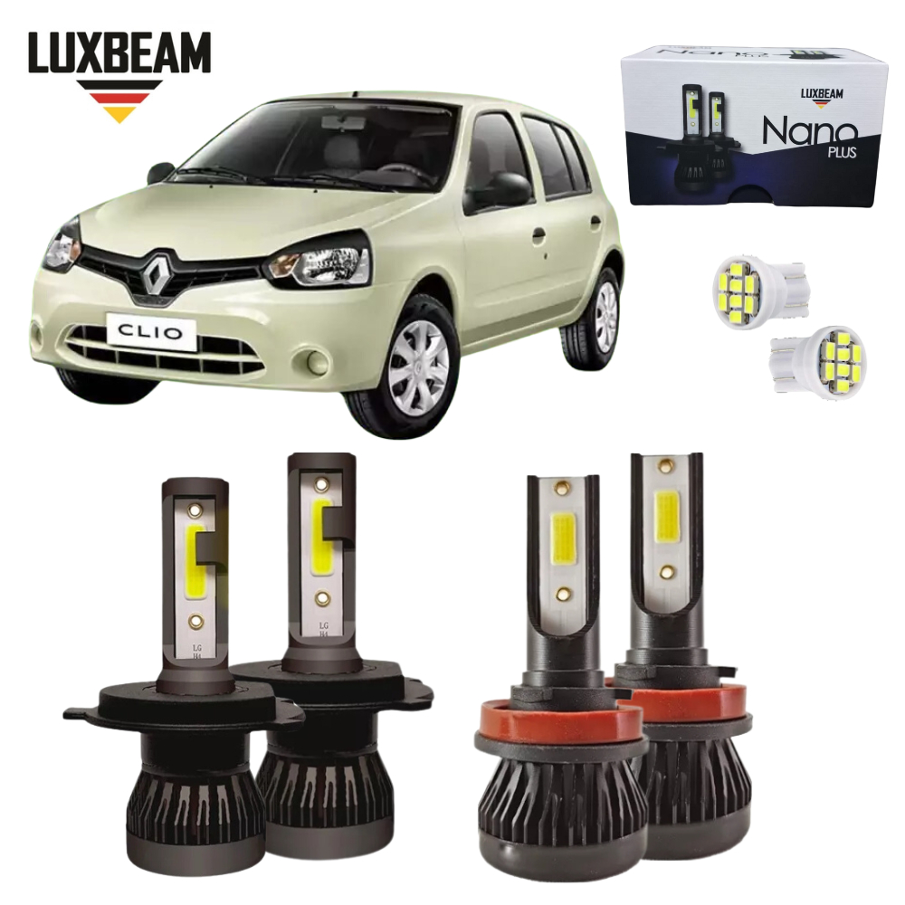 Kit Super Led Nano Plus 6500K Farol H4 e Milha H11 Renault Clio 2012/ ...