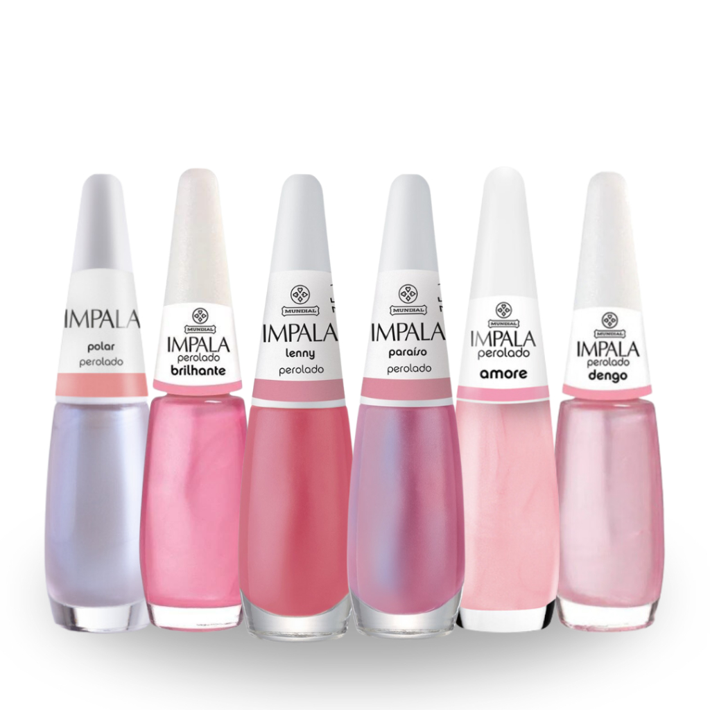 Kit 6 Esmaltes Unha Rosas Delicados Impala Perolados Manicure | Shopee ...