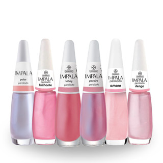 Kit 6 Esmaltes Unha Rosas Delicados Impala Perolados Manicure | Shopee ...