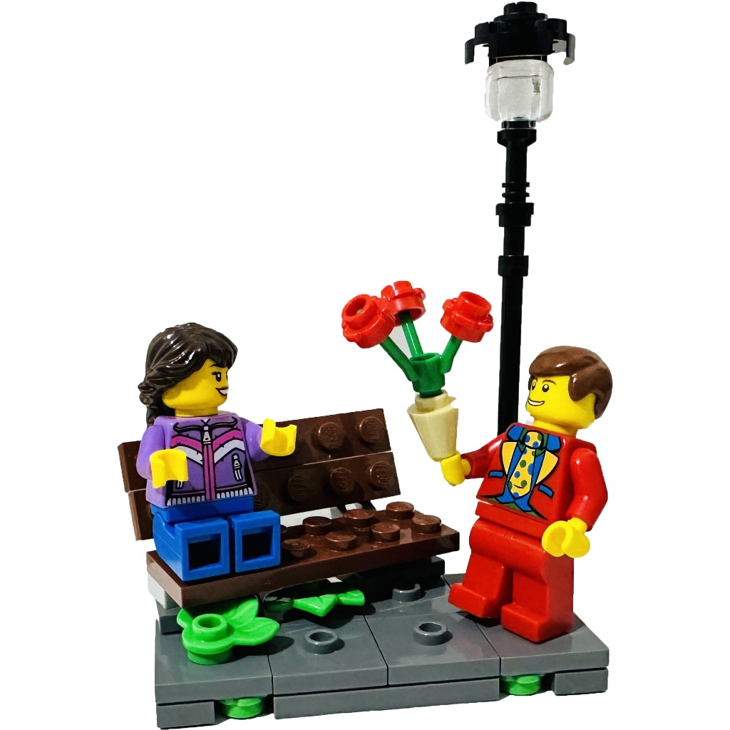 Minifiguras lego originais casamento namorados flores biscoitos diorama ...