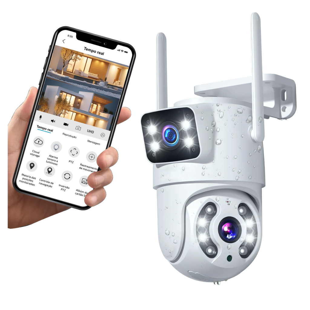 Câmera Dome IP Wireless PTZ de Dupla Lente, Detecção de Humanos com IA ...