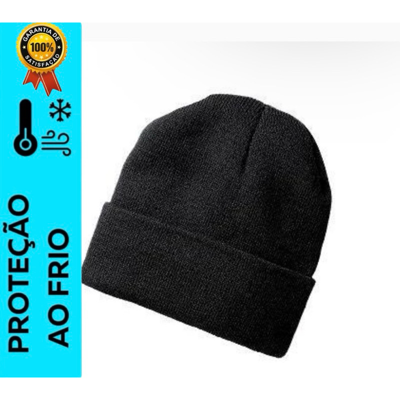 Touca Preta Básica Inverno Unissex | Shopee Brasil