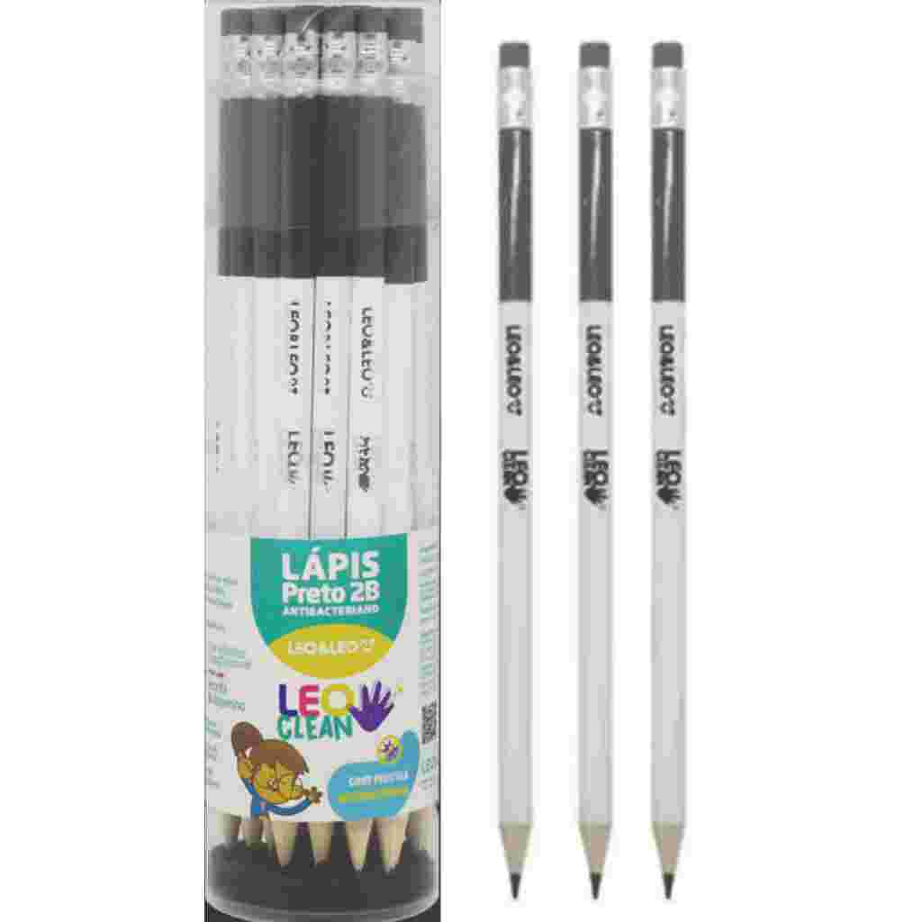 Lapis Grafite 2B Madeira Leoclean C/ Borr. Pote C/ 24 Unds Leoeleo ...