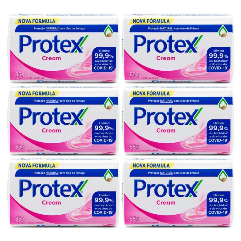 Kit 6 Sabonetes em Barra Protex Cream 85g | Shopee Brasil