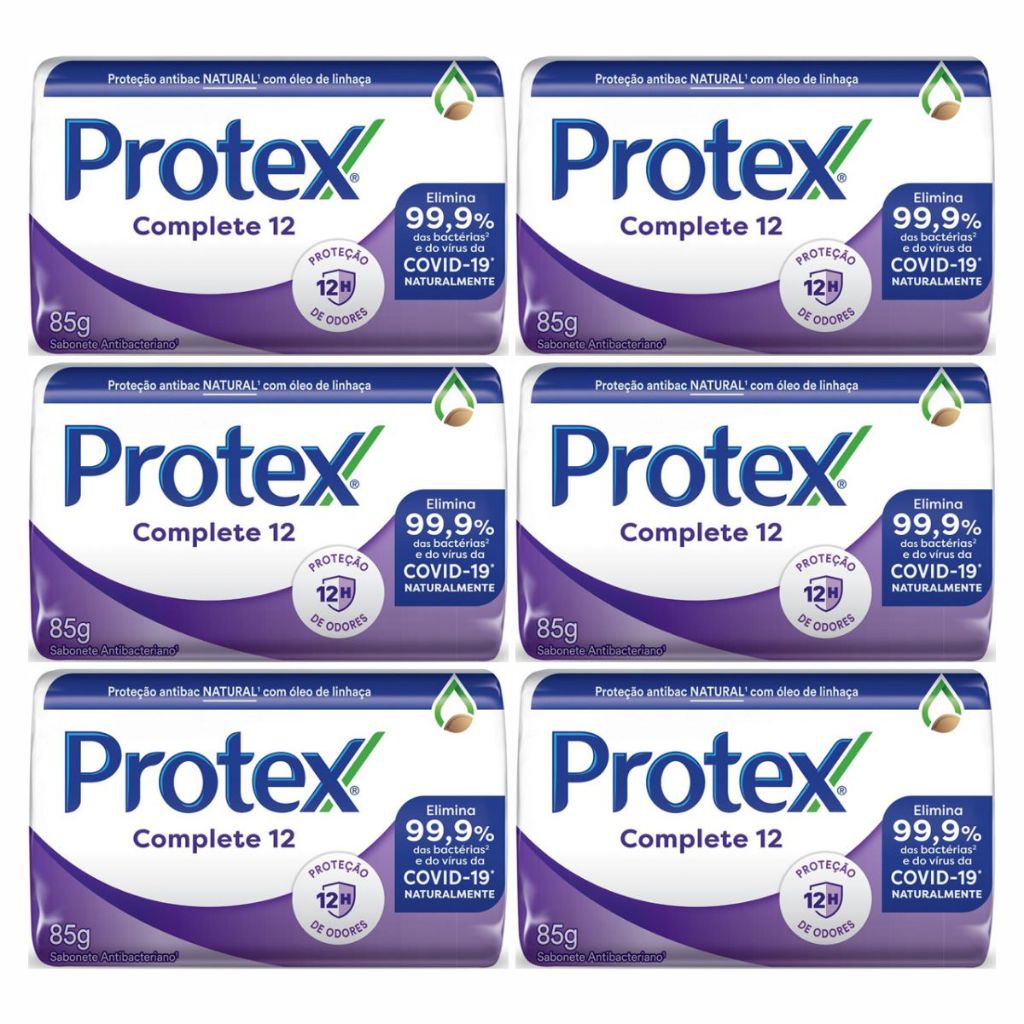 Kit 6 Sabonetes em Barra Protex Complete 12 85g | Shopee Brasil
