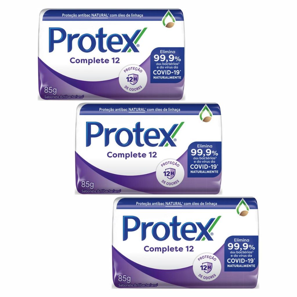 Kit 3 Sabonetes em Barra Protex Complete 12 85g | Shopee Brasil