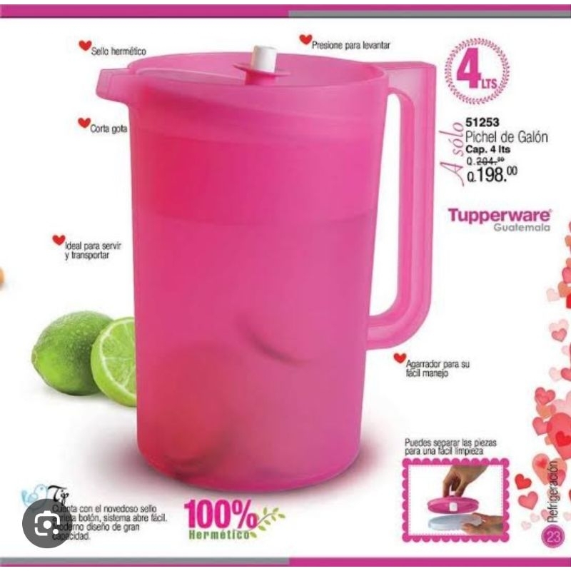 Jarra Jumbo 4 litros rosa importada Tupperware | Shopee Brasil