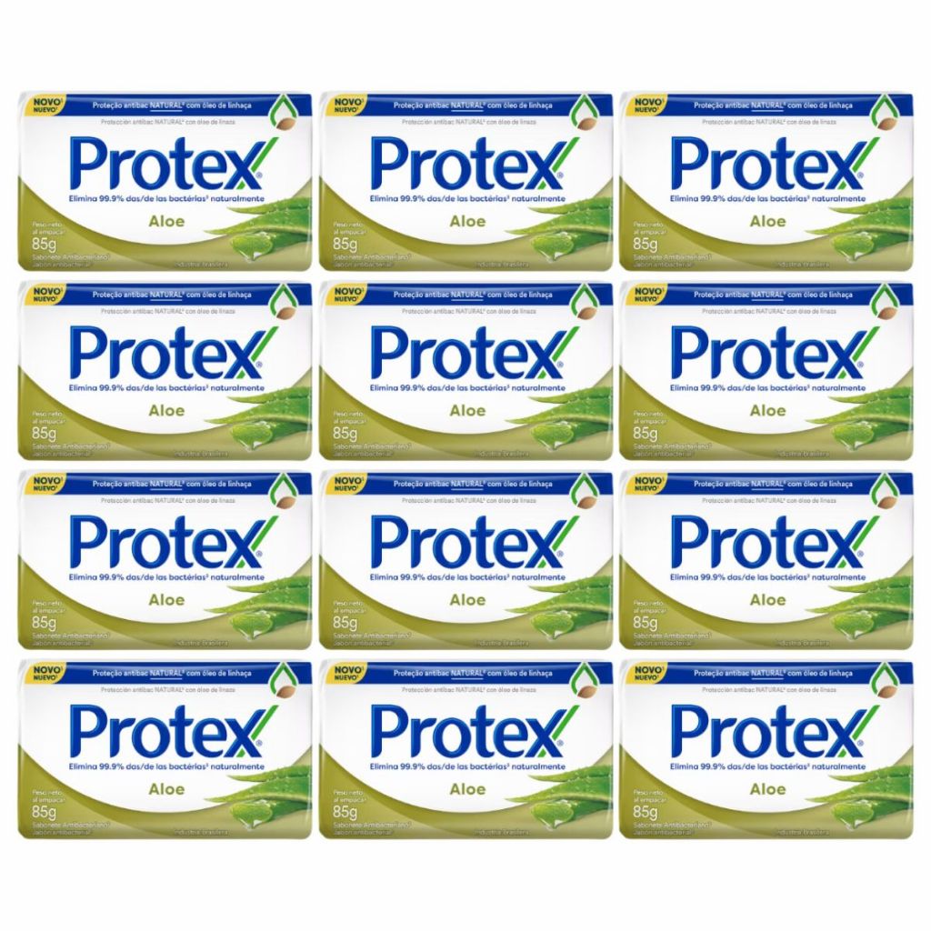 Kit 12 Sabonetes em Barra Protex Aloe 85g | Shopee Brasil