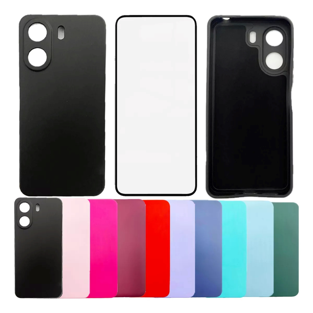 Kit Capinha Capinha Case Silicone Aveludada Colorida Para Xaiomi + Película Vidro Para Redmi 12 ...