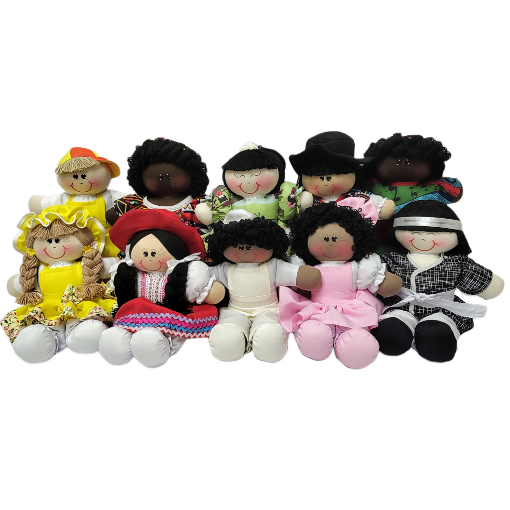 Kit 10 Bonecas De Pano Diversidade- Artesanal- Educativa. | Shopee Brasil