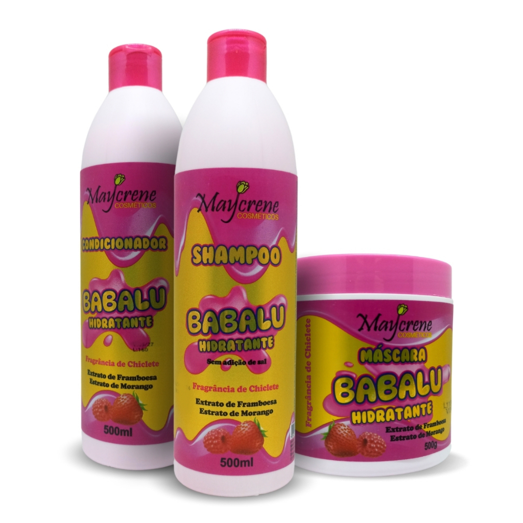 Kit babalu hidratante sem sal fragancia chiclete Shampoo + cond + masc ...