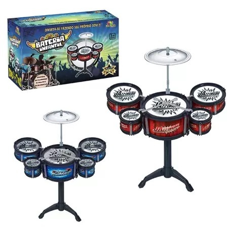 Mini Bateria Infantil Brinquedo Musical Criança 3 E 5 Tambores Meninos ...