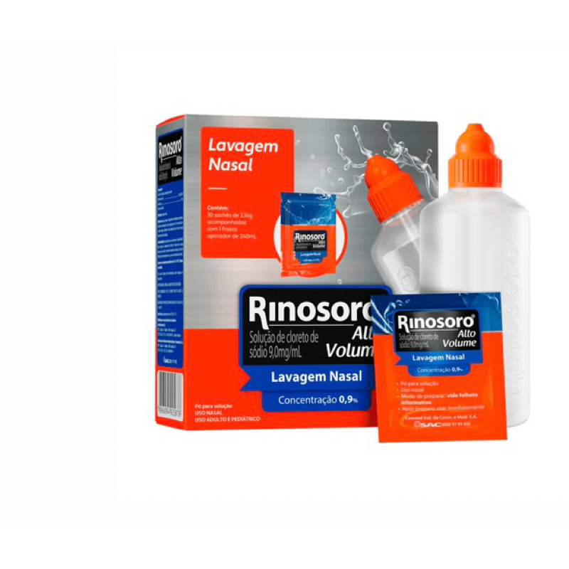 Rinosoro Alto Volume Lavagem nasal 30 sachês + Frasco 240ml | Shopee Brasil