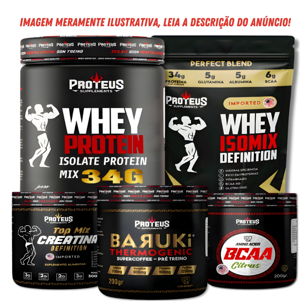 Whey Protein Sache 1kg 34gr Proteina + Termogenico Cafeina + Creatina ...