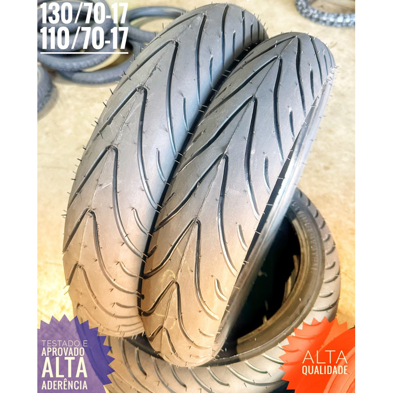 Par Pneu 130/70-17 110/70-17 Twister Fazer 250 CB300 Ninja Comet Dianteiro e Traseiro Alta ...