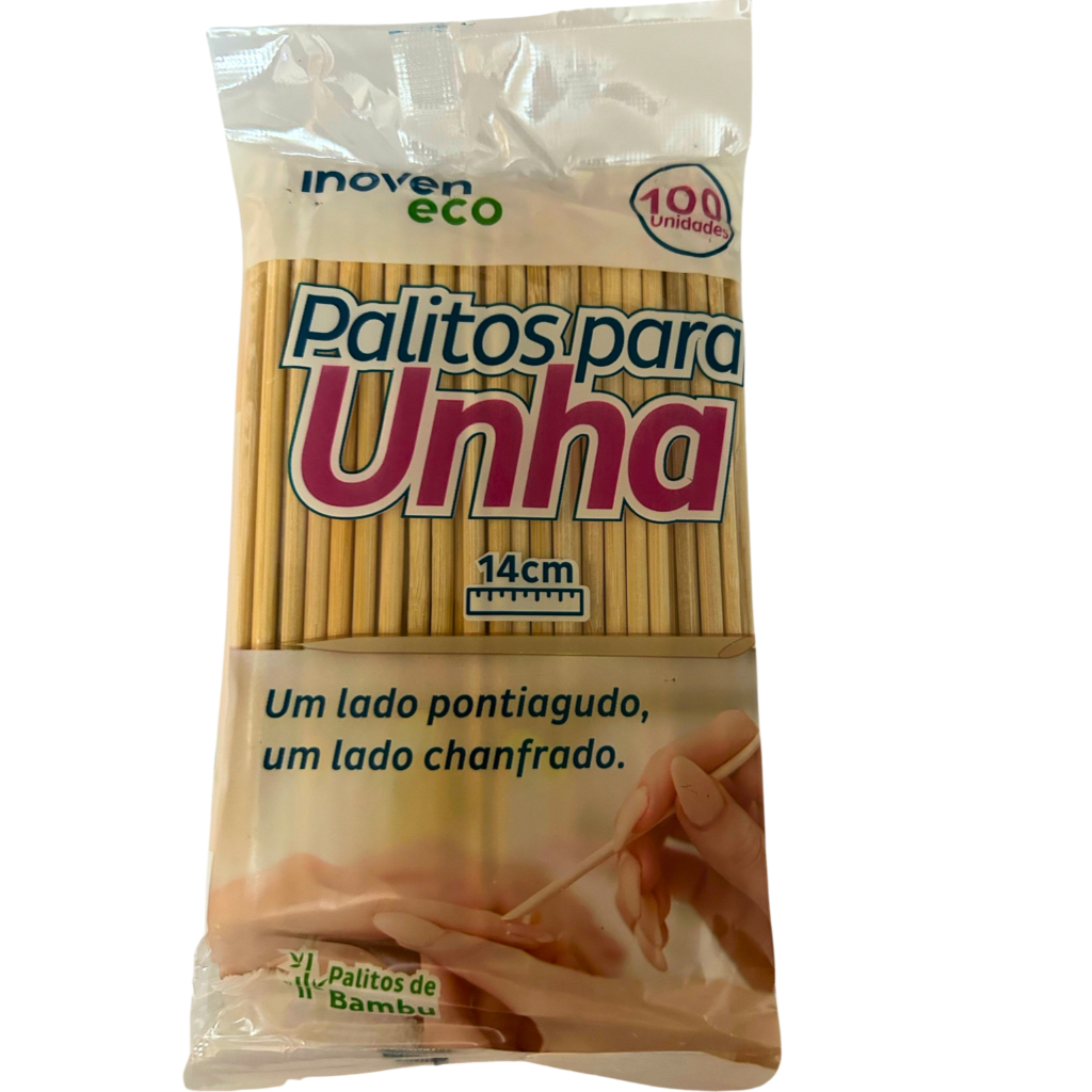 Palitos Manicure Descartável Bambu 14cm Inoven 100 Unidades 1 Lado ...
