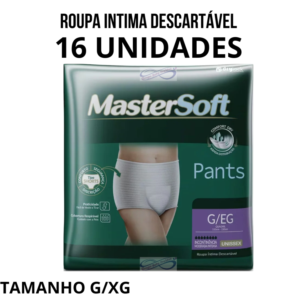 Roupa Intima Des Fralda Geriátrica MasterSoft Pants Tam G/XG 16 Uni ...