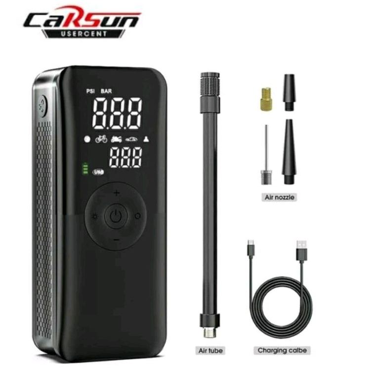 Compressor de Ar Portátil CARSUN Original Recarregável | Shopee Brasil
