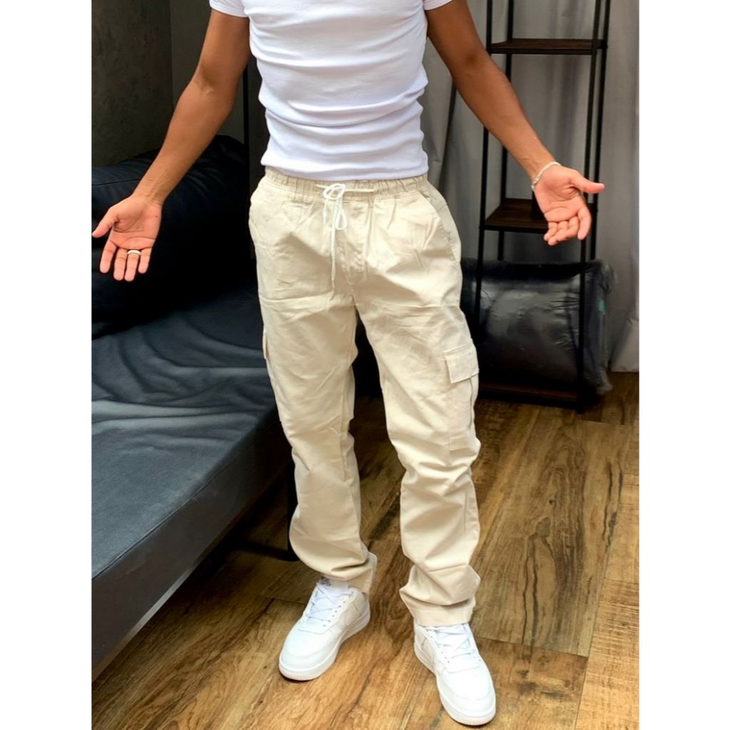 Calça Cargo Cream Company Drip - Corte Slim, Moda Cargo Retro Vintage ...