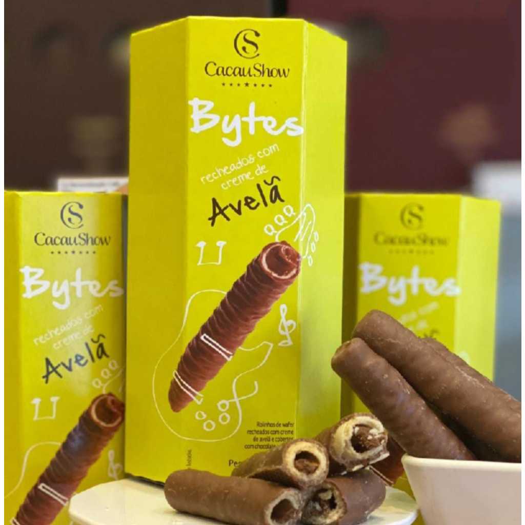 Bytes Wafer Avelã Cacau Show 50g (Tubinhos de Chocolate Recheado com ...
