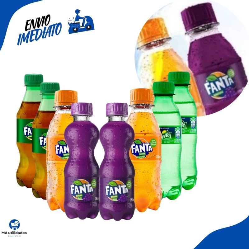 Kit C/ 12 Mini Refrigerante 200ml Sabores Sortidos Fanta Uva Fanta Laranja Fanta Guaraná Sprite ...
