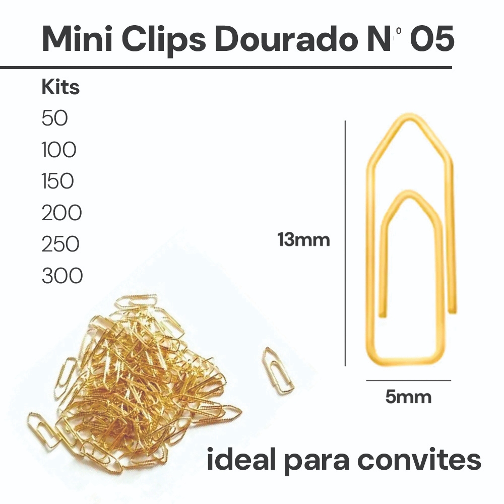 Mini Clips Dourado Nº 5 para Convites de Casamento, 15 Anos e ...