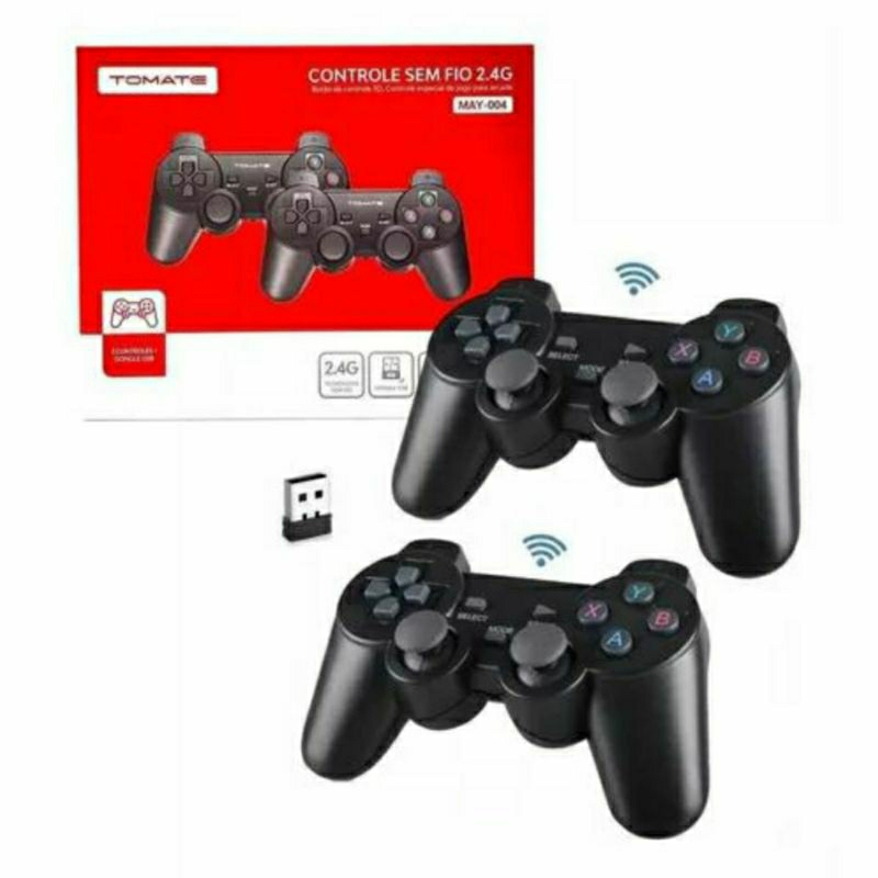 Kit 2 Controles Sem Fio Wireless Para Pc Tv Box Retro Game Box e Game ...