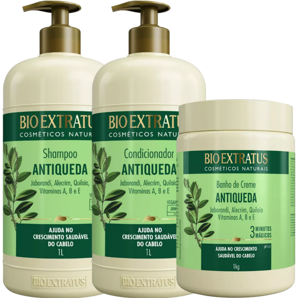Kit Jaborandi Antiqueda Shampoo Cond Máscara 1L Bio Extratus | Shopee ...