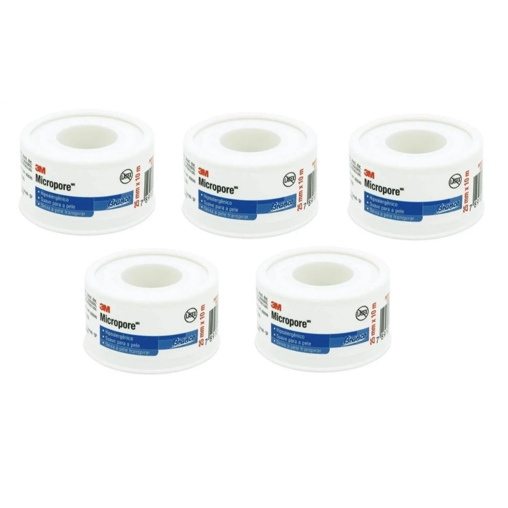Micropore 2,5Cm X 10M Branco C/5 3M | Shopee Brasil