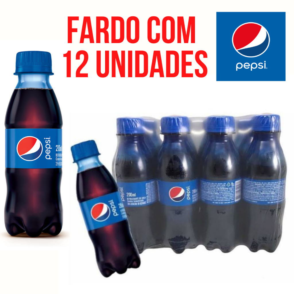 REFRIGERANTE MINI PEPSI COLA 200ml FARDO COM 12 UNIDADES | Shopee Brasil