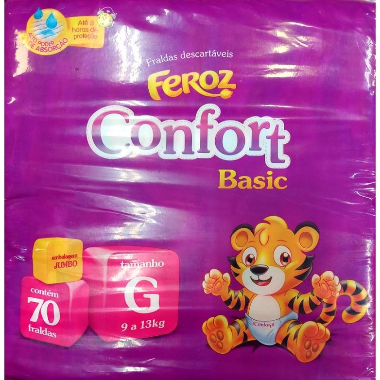 Fralda Infantil Confort Basic EG 70 unidades | Shopee Brasil