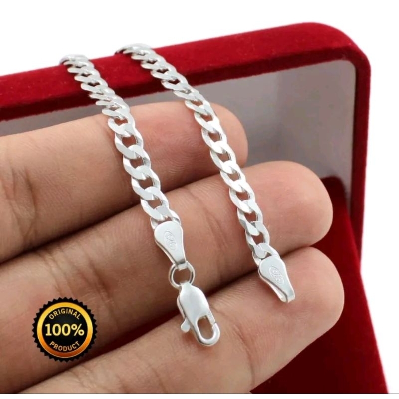 Pulseira Masculina Prata Mista 925 4mm Grumet Escamada Italiana | Shopee Brasil