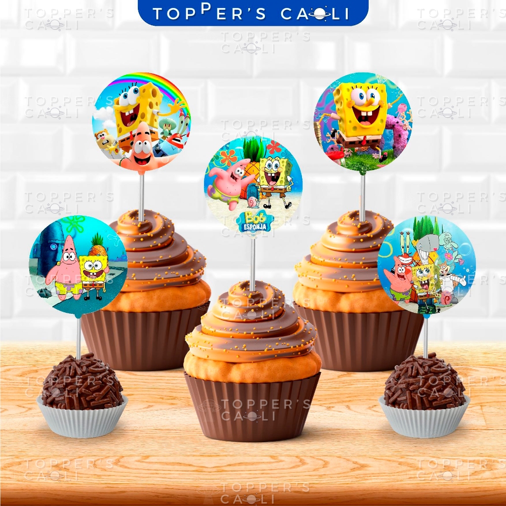 Tags para Docinhos Bob Esponja (Mini Topper Brigadeiro Cupcake ...