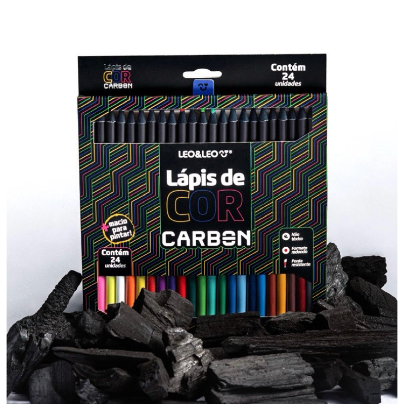 Lápis de Cor 24 Cores Carbon Soft Super Macio (Leo&Leo) | Shopee Brasil