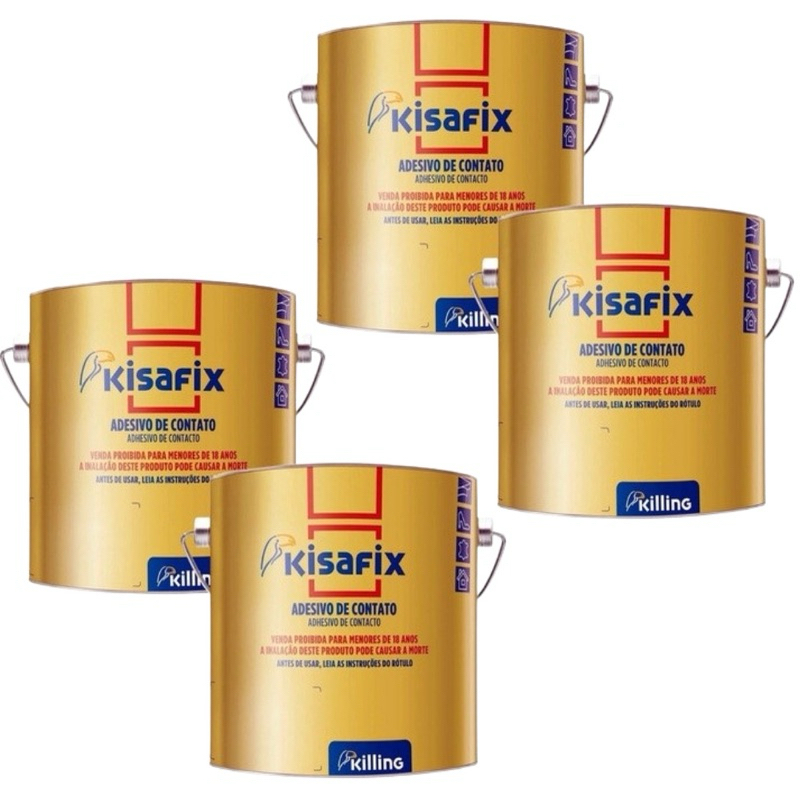 Kit 4 Colas De Contato Kisafix Cola Amarela Sapateiro 2,8kg | Shopee Brasil