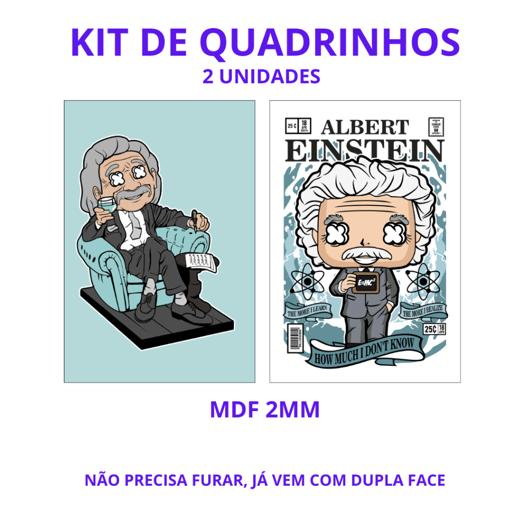 Kit com 2 Quadros Decorativos Personalidade | Albert Einstein | Shopee Brasil