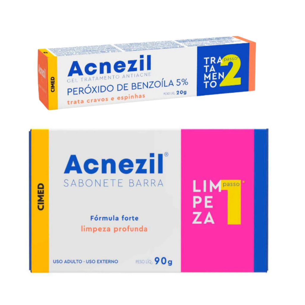Acnezil Gel Peróxido De Benzoíla 5% Trata Acne 20g- Kit para tratamento ...