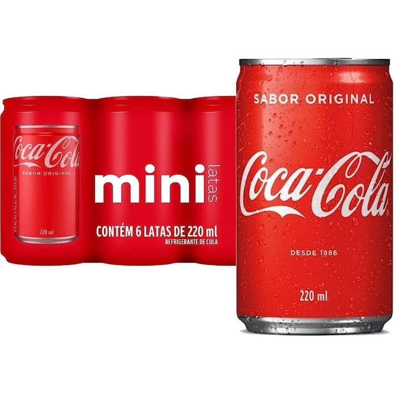 Mini Coca Cola 220ML kit 6 latas | Shopee Brasil