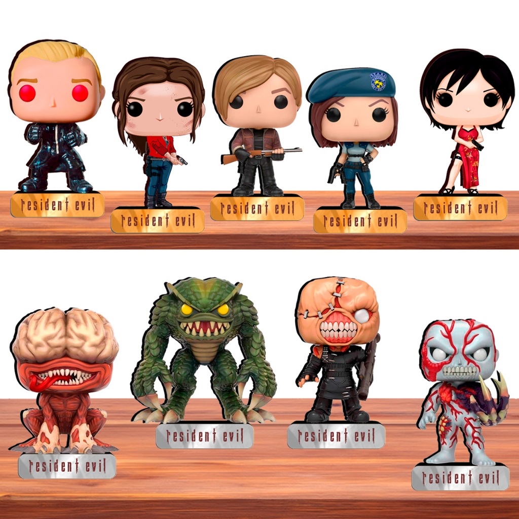 Kit Totens Colecionáveis Resident Evil 12 Cm Mdf Boneco Pop Gamer Nerd ...