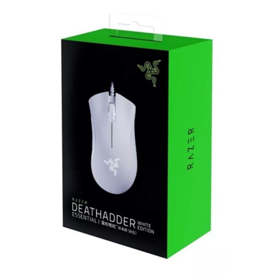 Mouse Gamer Razer Deathadder 6400 dpi Óptico Essential Branco | Shopee ...