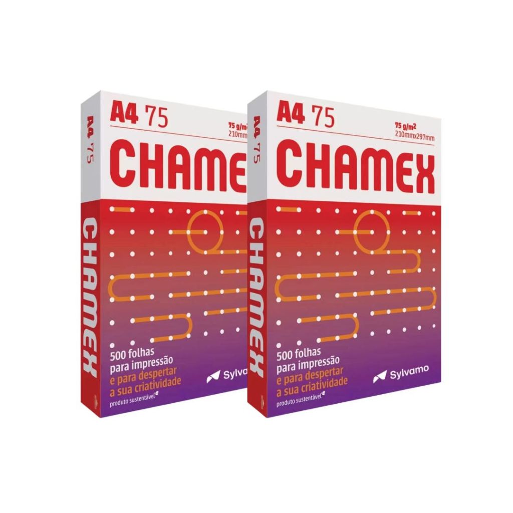 Kit 2 pacotes Papel Sulfite A4 Chamex com 500 folhas 75g | Shopee Brasil