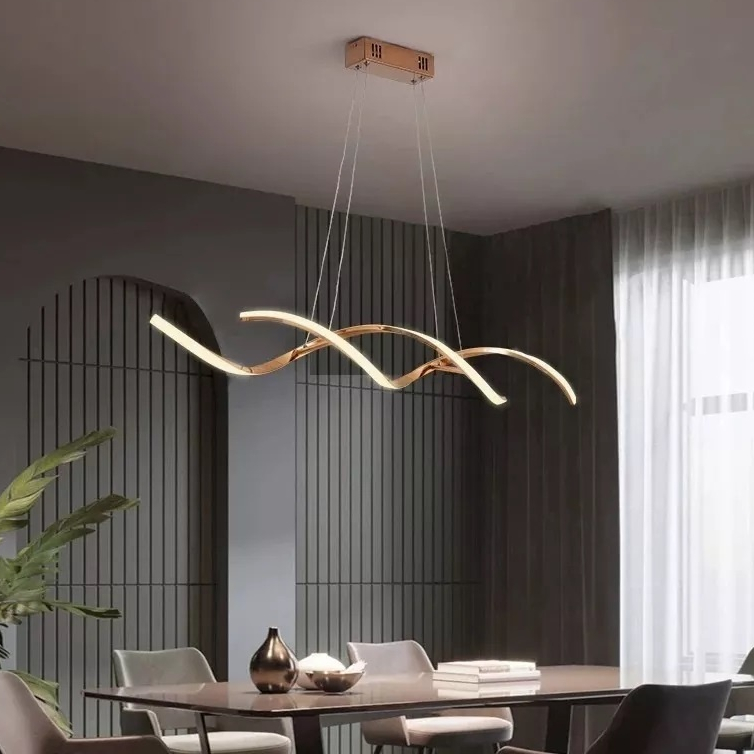 Lustre Pendente Led Espiral Ondular Dna Moderno Rose Gold ou Preto ...