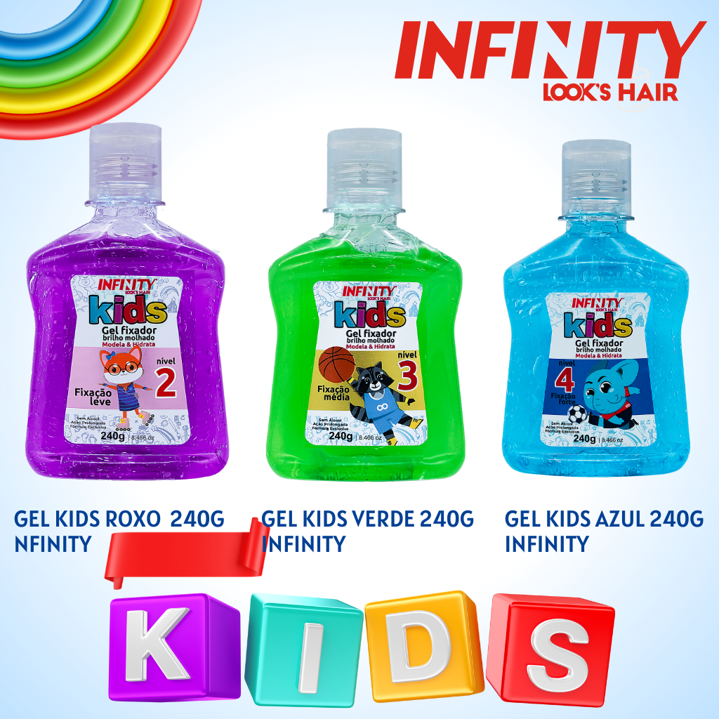 Gel de Cabelo Infantil 240g Linha Kids INFINITY LOOKS HAIR | Shopee Brasil