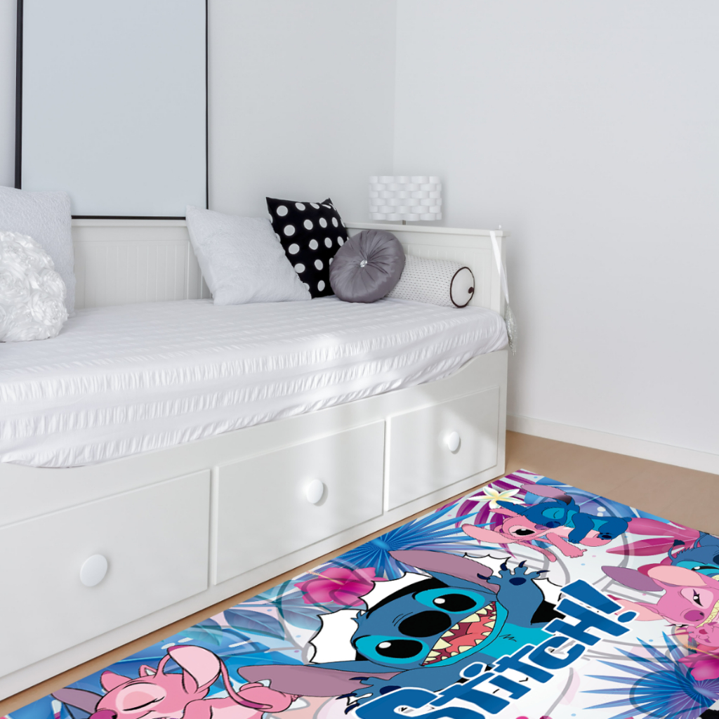 Tapete de Lona Decorativo Antialérgico Lilo & Stitch Feito em Lona 1 ...